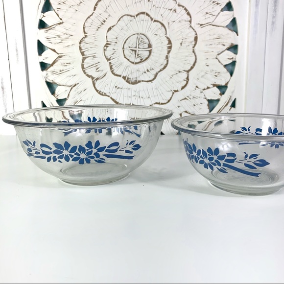 Pyrex | Kitchen | Vintage Pyrex Floral Ribbon Glass Mixing Bowls | Poshmark